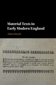 Material Texts in Early Modern England | Faculty of English