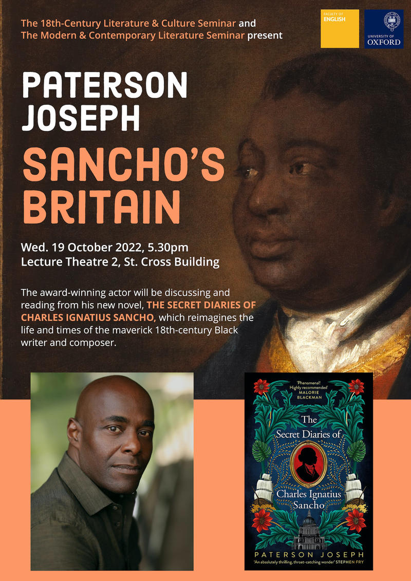 Sancho's Britain: Reading and Q&A with Paterson Joseph | Faculty of English